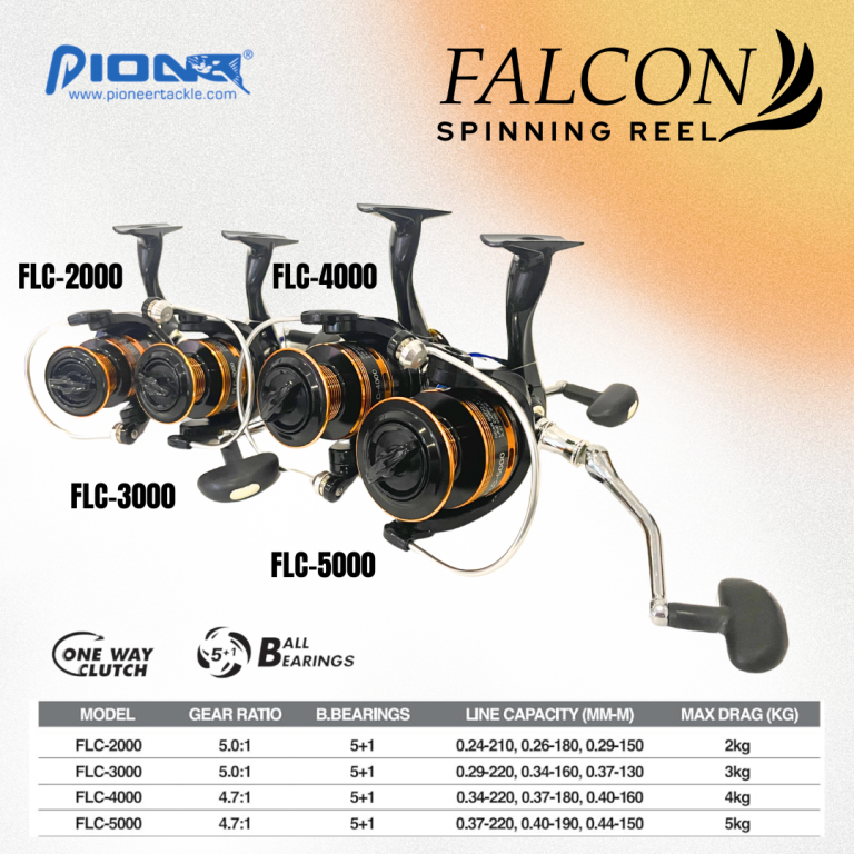 Pioneer Falcon Spinning Reel Alum Spool 5+1 Ball Bearings 2000 3000 ...